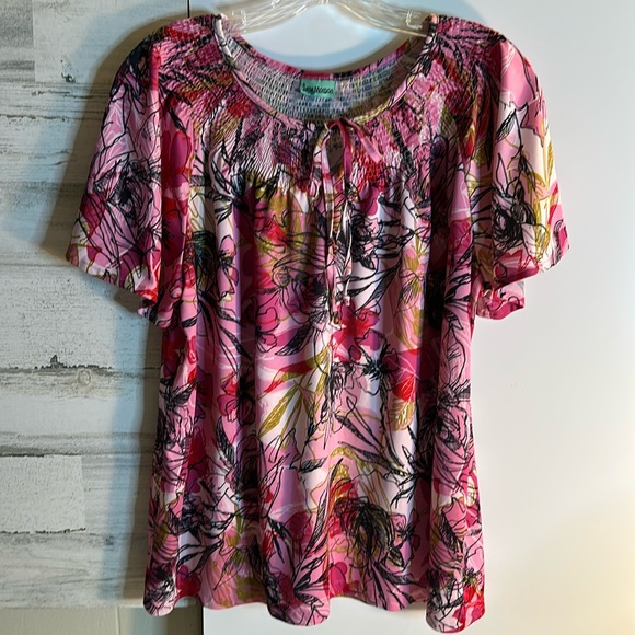 Sara Morgan | Tops | Sara Morgan Peasant Style Stretch Floral Top Sz Lxl | Poshmark